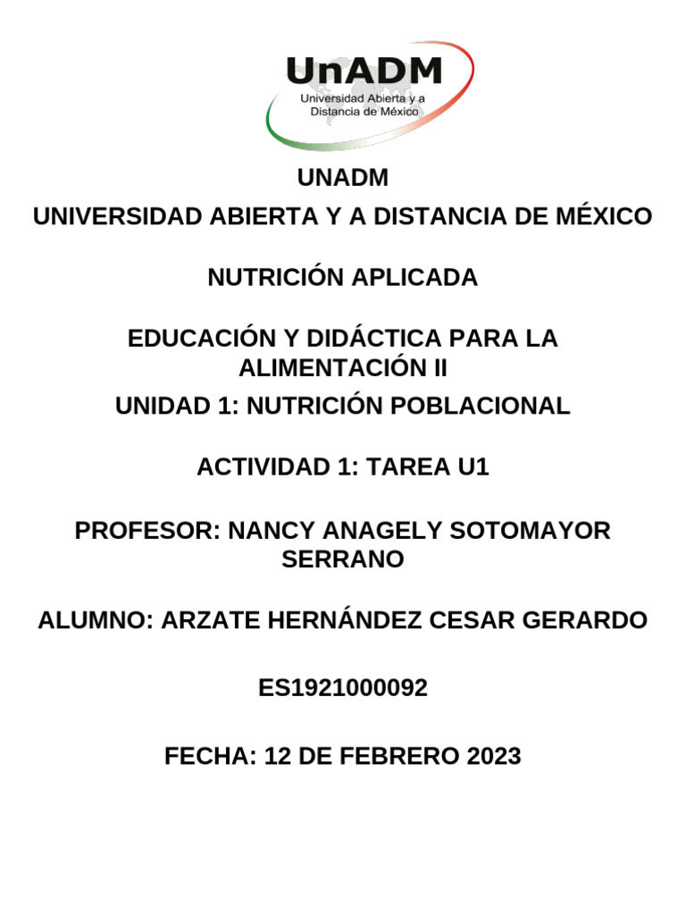 Eda2 U1 A2 Ceah | PDF | Nutrición | Dieta y nutrición
