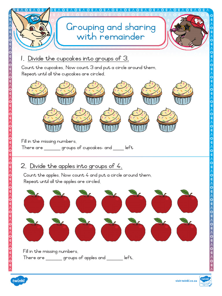 Grouping and Sharing with Remainders | PDF