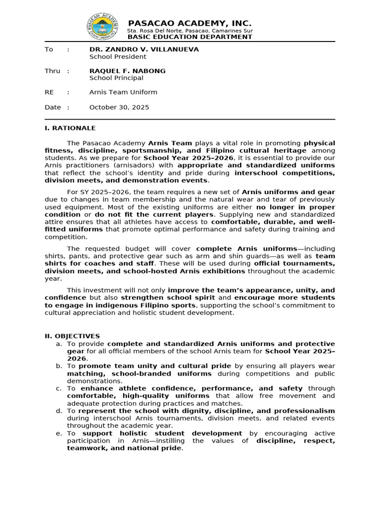 Basketball Uniform Proposal | PDF