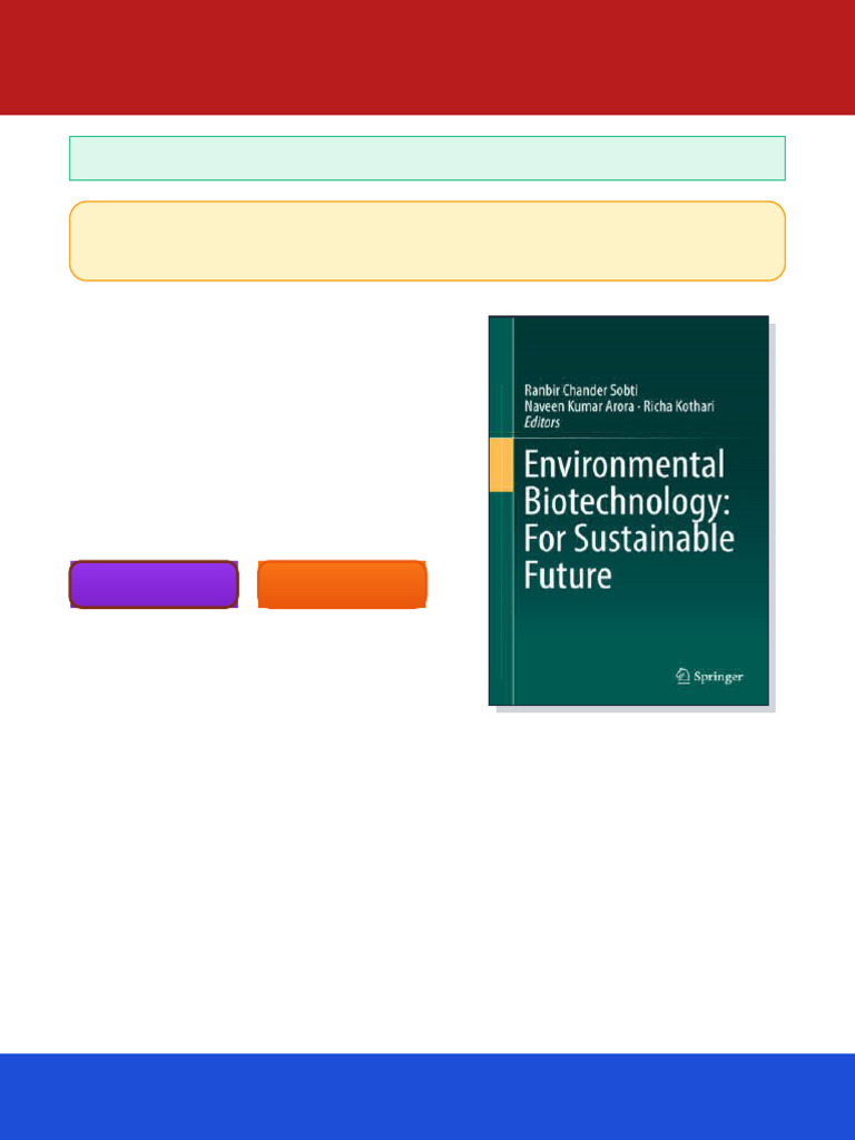 Environmental Biotechnology For Sustainable Future Ranbir Chander Sobti Ebook Digital Replica ...
