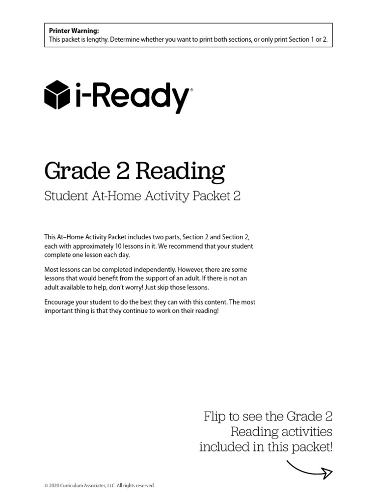 Iready at Home Activity Packets Student Ela Grade 2 P2 | PDF | Lever ...