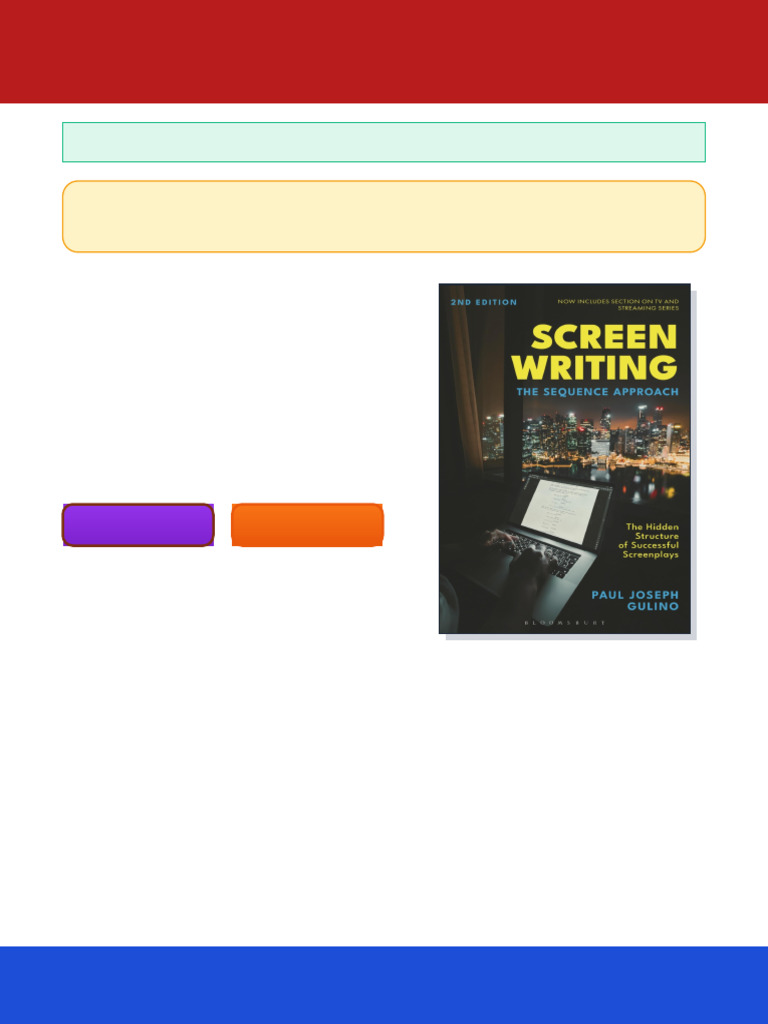 Screenwriting The Sequence Approach 2nd Edition Paul Joseph Gulino ...