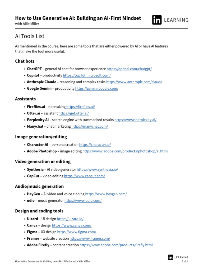 AI Tools List | PDF