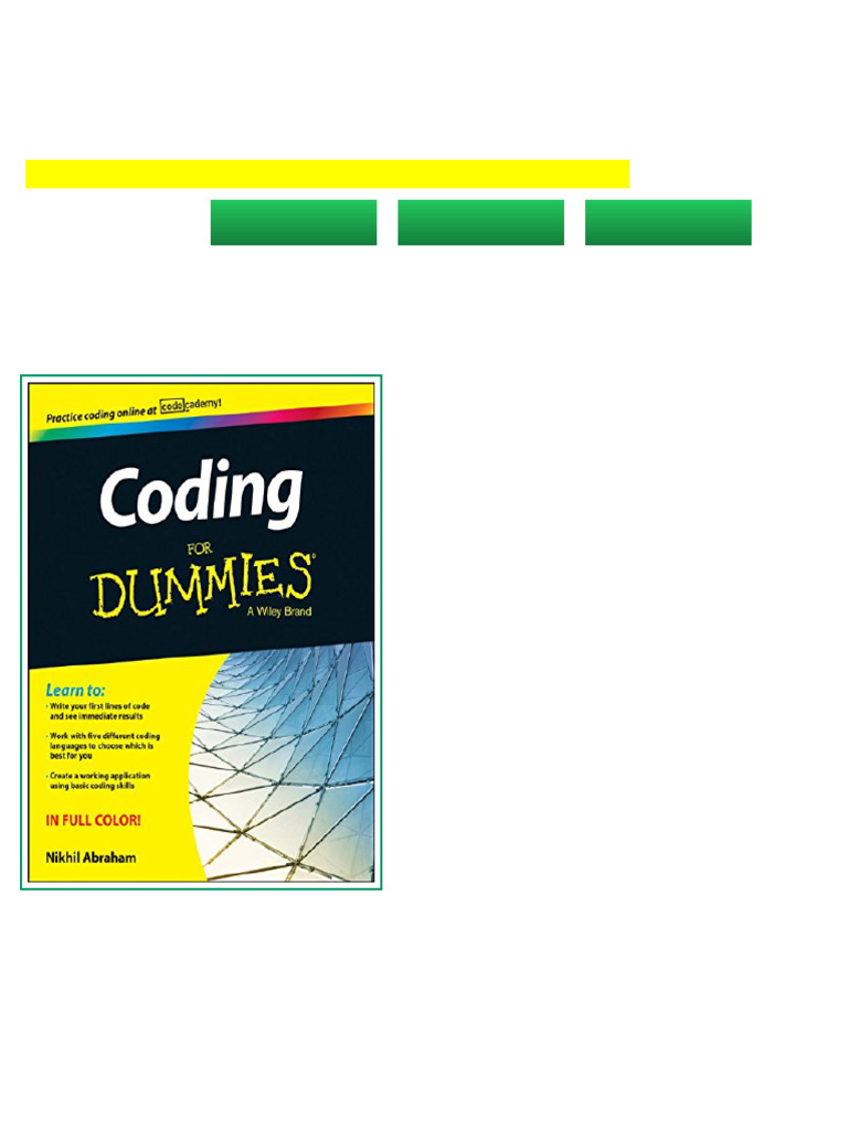 Coding For Dummies 1st Edition Nikhil Abraham full | PDF | Learning ...
