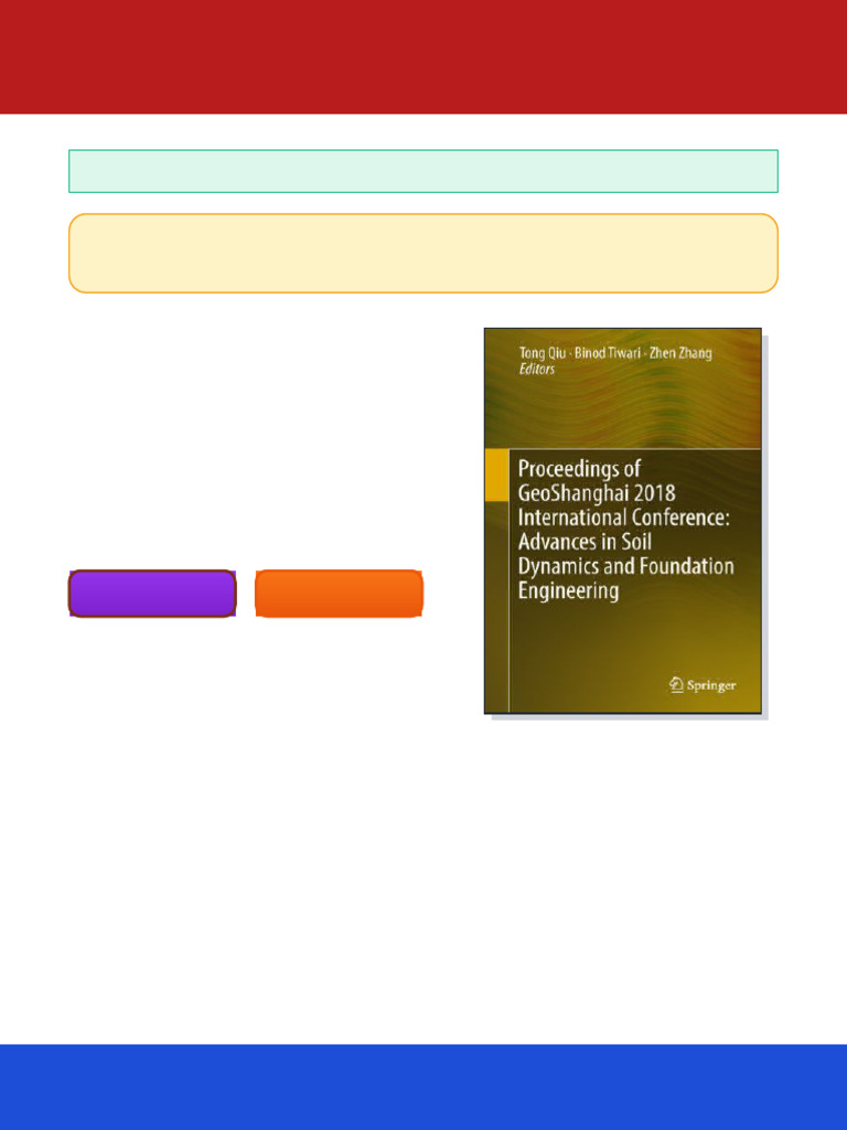 Proceedings of GeoShanghai 2018 International Conference Advances in Soil Dynamics and ...