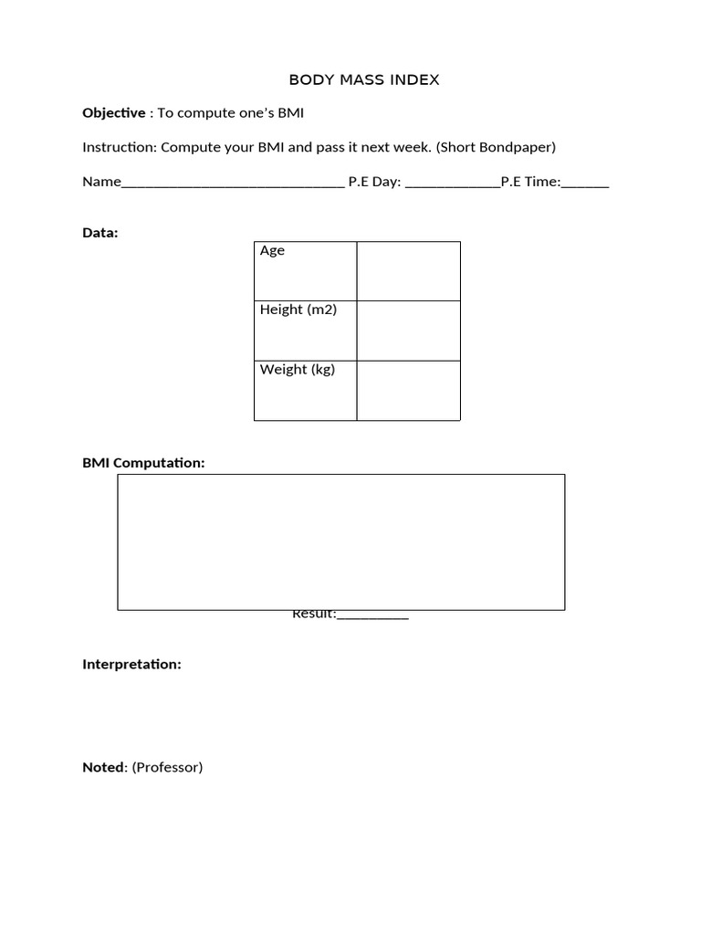 Assignment Body Mass Index | PDF