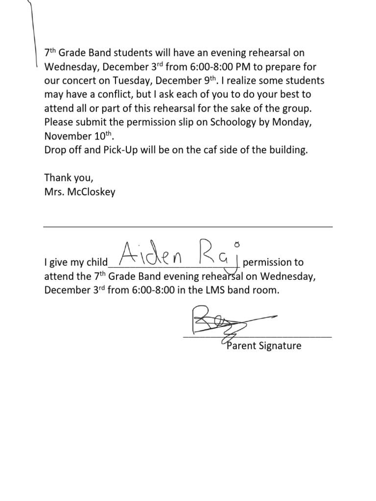 7th Grade Band Evening Rehearsal Winter | PDF