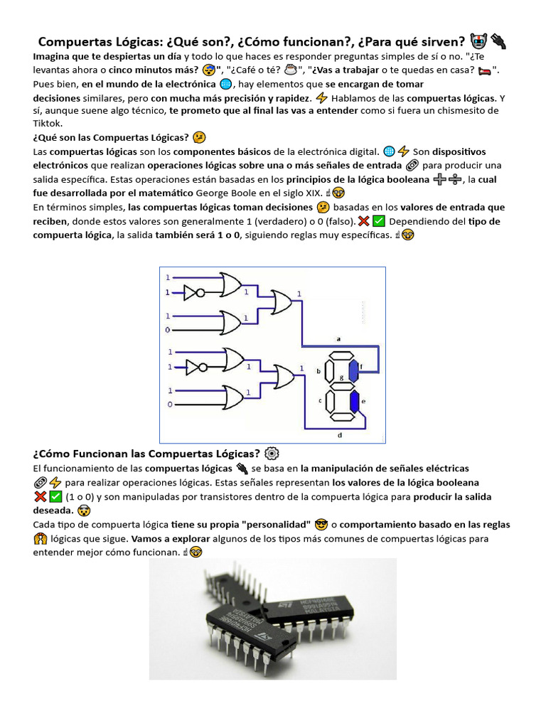 Compuertas Lógicas: Función y Tipos | PDF | Puerta lógica | Informática