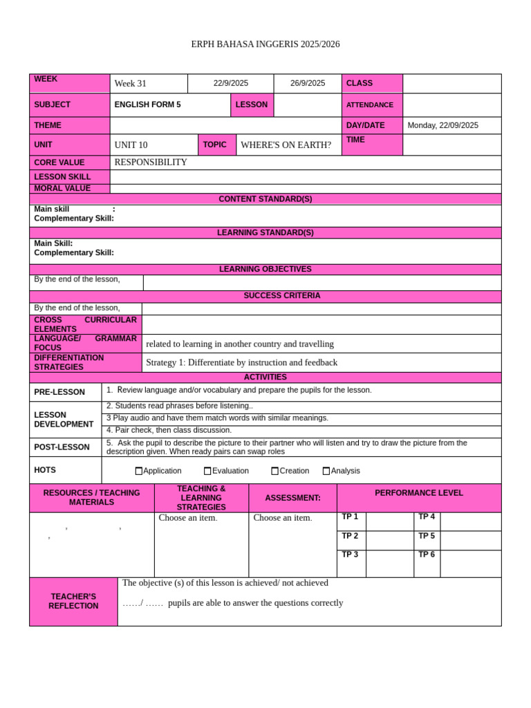 Week 31 Tingkatan 5 Bahasa Inggeris 2025 | PDF | Curriculum | Information