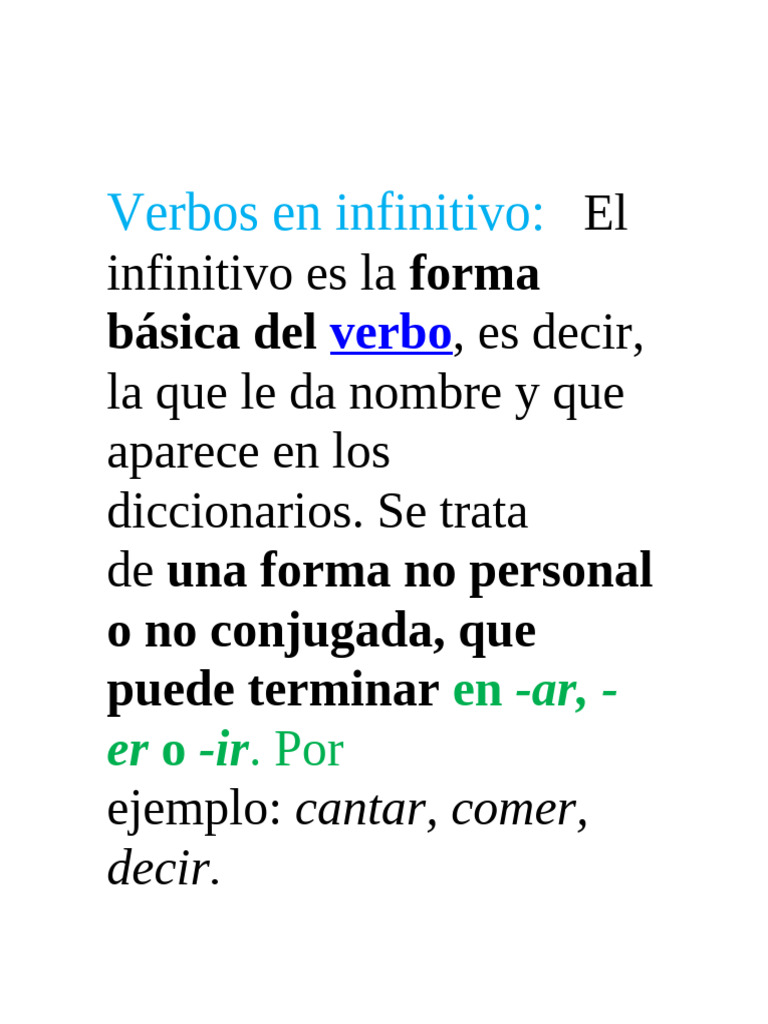 Tipos de verbos: infinitivo e imperativo | PDF