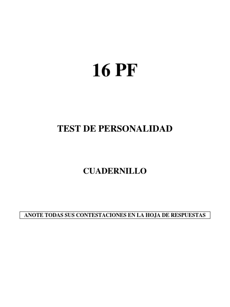 16 PF Test de Personalidad | PDF