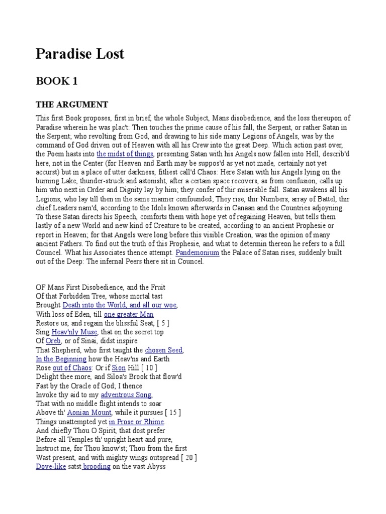 Paradise Lost Book 1 | PDF | Paradise Lost