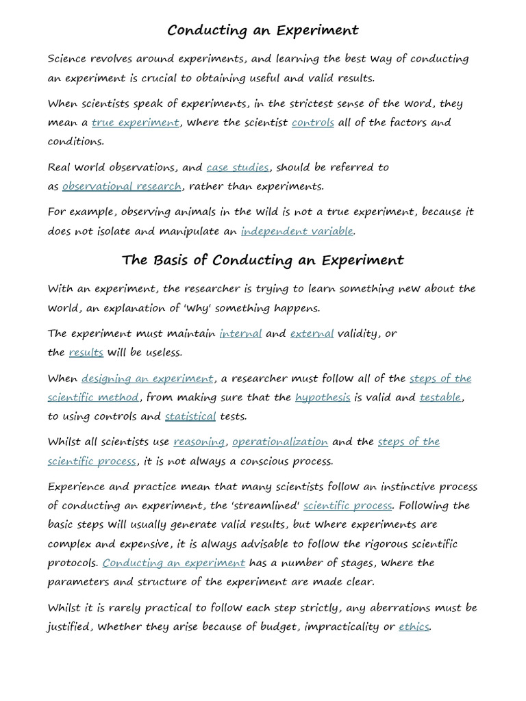 Conducting an Experiment | PDF | Experiment | Scientific Method