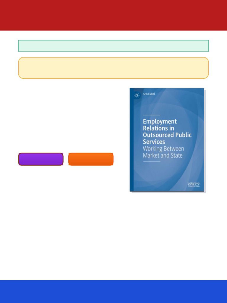 Employment Relations in Outsourced Public Services: Working Between ...