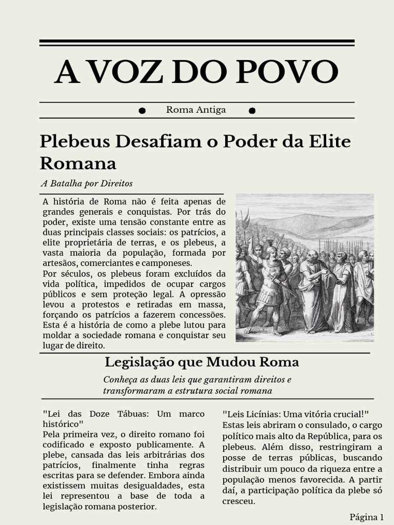Roma antiga - Jornal escolar / Plebeus e Patricios | PDF | Roma Antiga ...