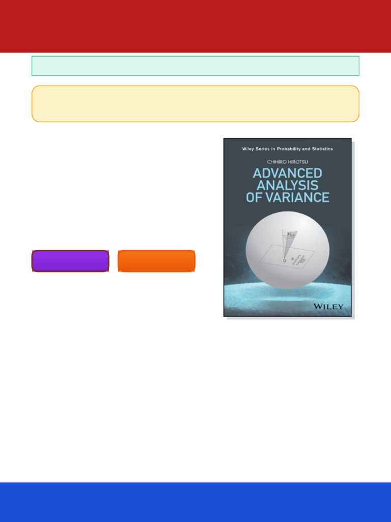 Advanced Analysis of Variance 1st Edition Chihiro Hirotsu Ebook Premium ...