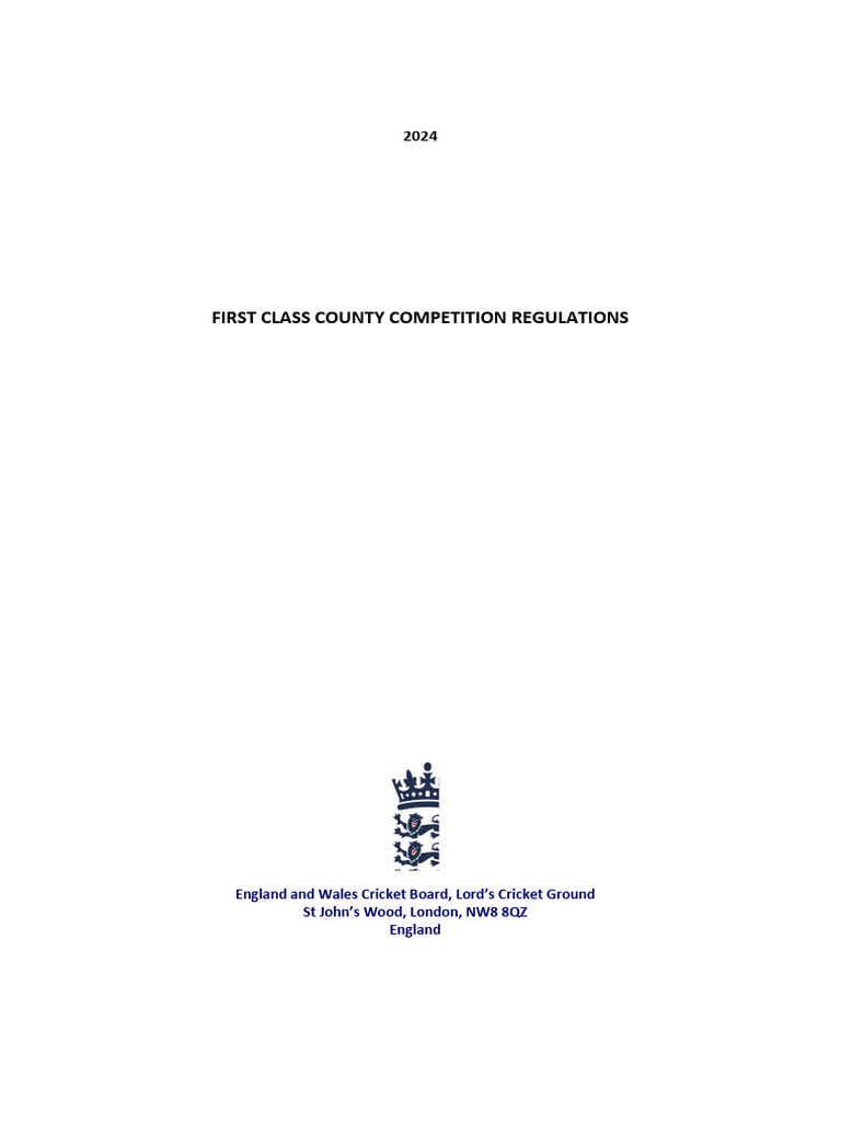 2024 First Class County Cricket Rules | PDF | Athletic Sports | Team Sports