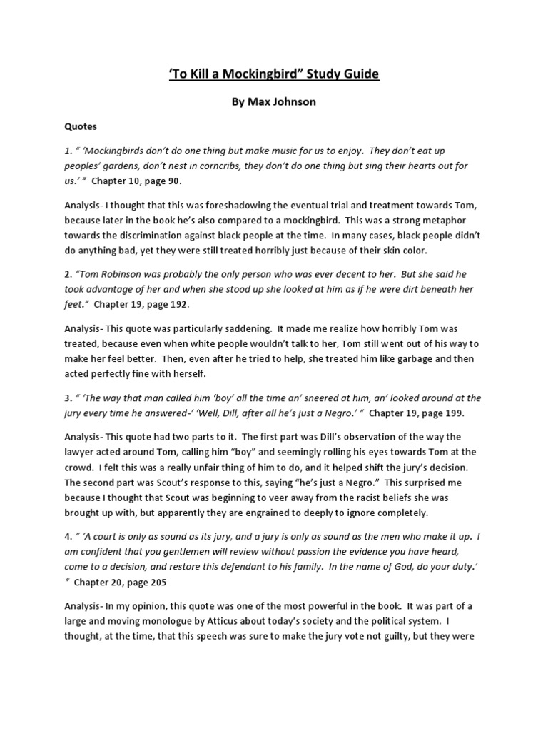 Chapter 19 Insights: Tom Robinson's Trial | PDF | To Kill A Mockingbird ...