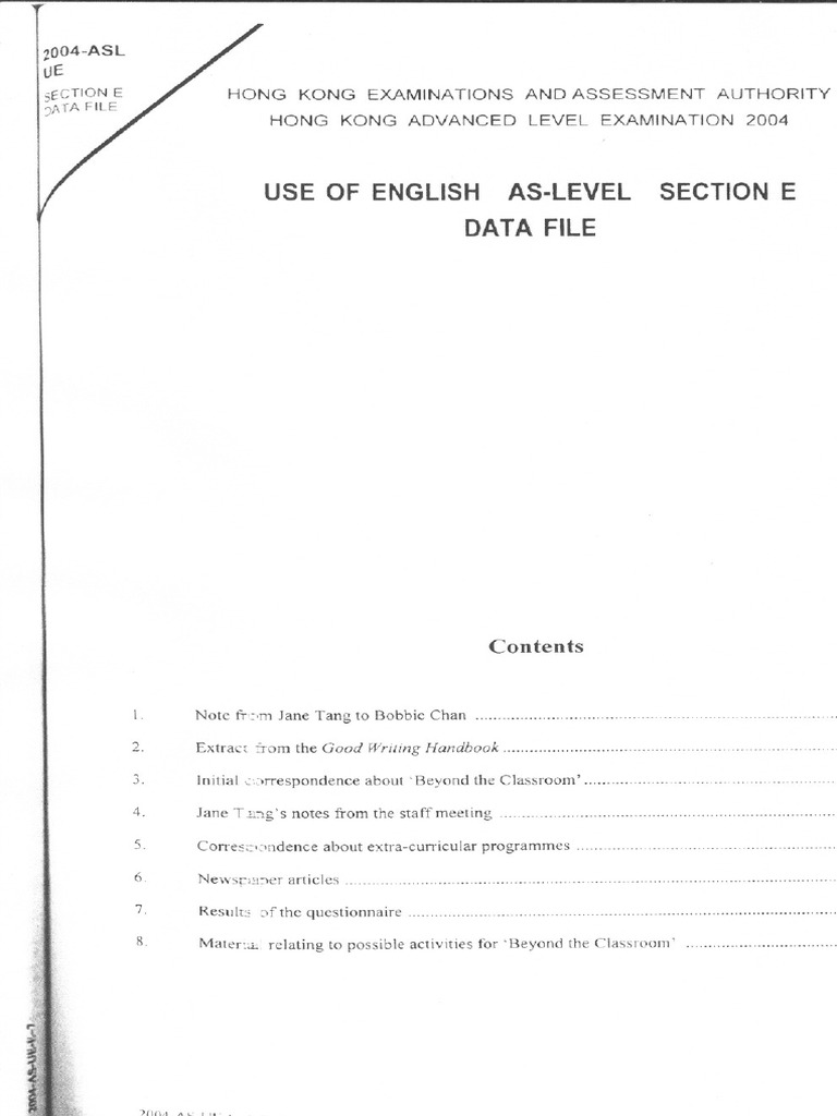 AL 04 UE Section E Data File | PDF