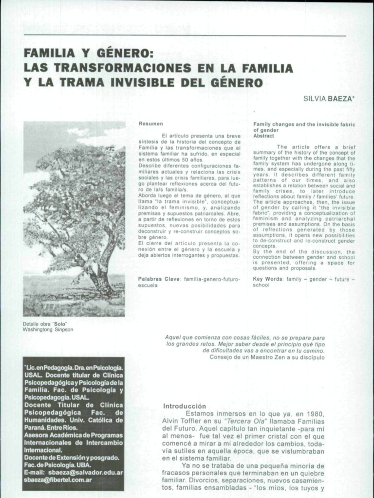 Transformaciones de la familia y género | PDF | Familia | Hombre