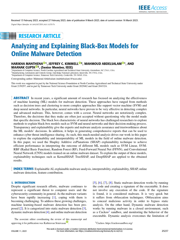 Analyzing and Explaining Black-Box Models For Online Malware Detection ...