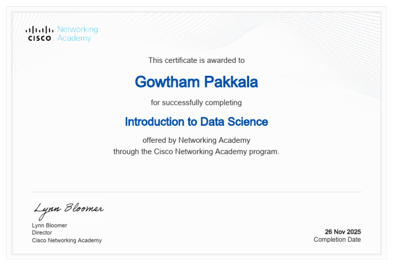 Introduction to Data Science Certificate 22r11a6924 Gcet Edu in ...
