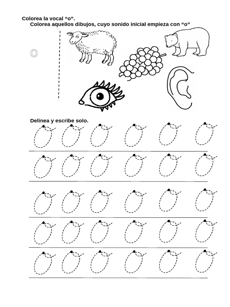 Actividades educativas con la vocal "o" | PDF