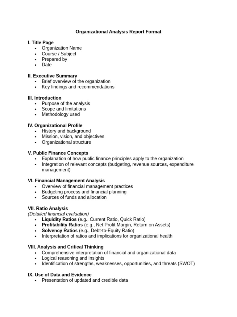 Organizational Analysis Report Template | PDF