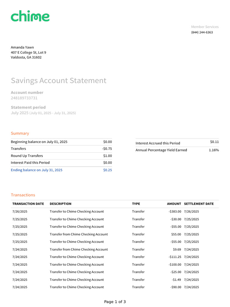 July 2025 Savings Account Statement | PDF | Transaction Account | Business