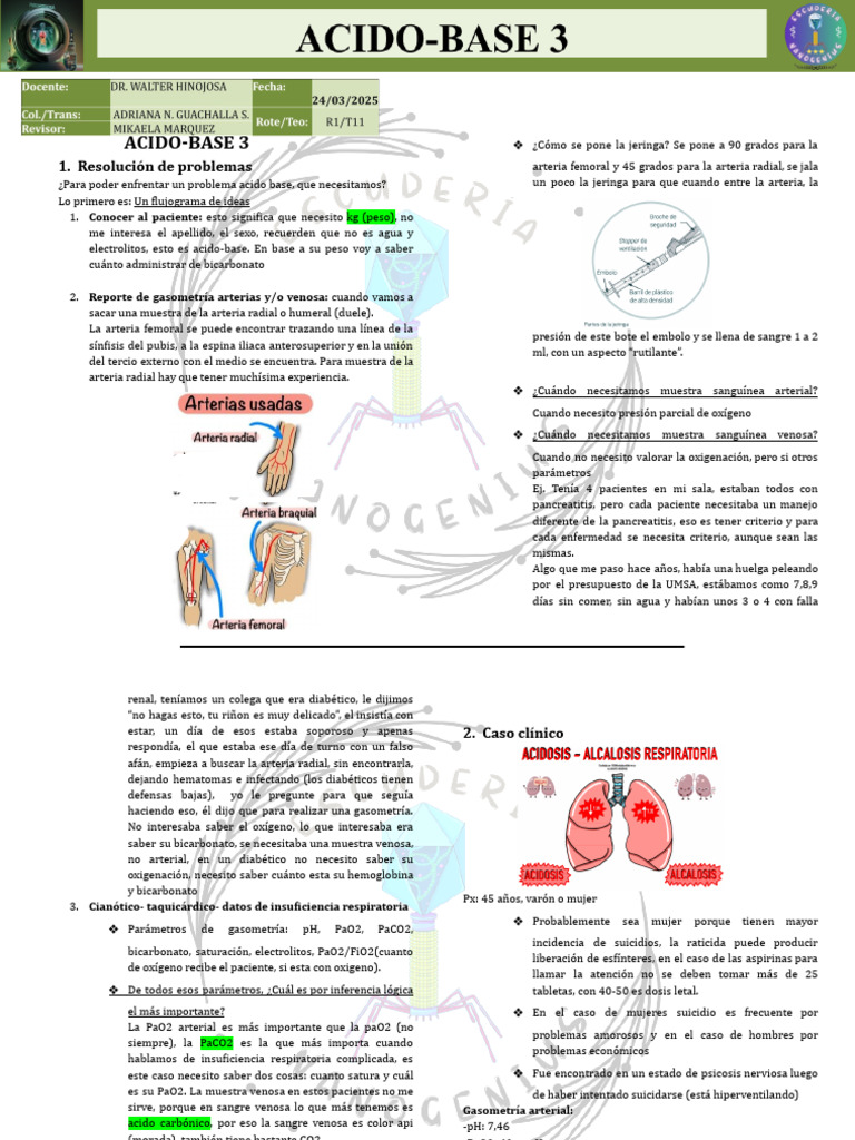 FSP - R1 - T11 - Ácido-Base 3 | PDF | Artería | Especialidades Medicas