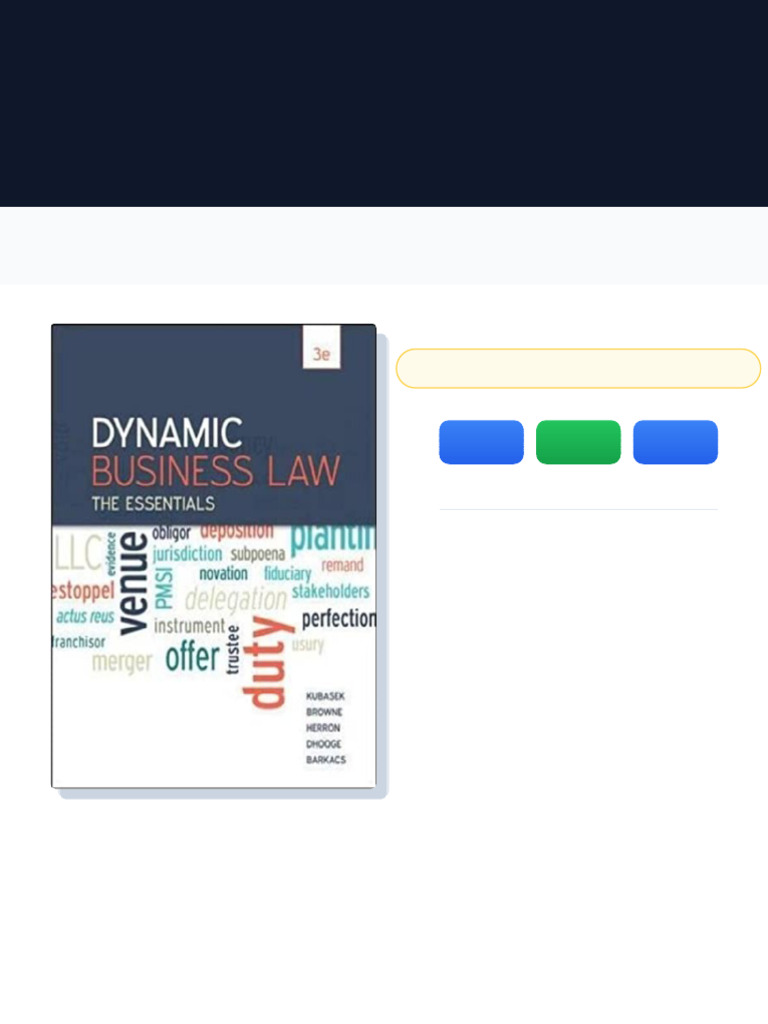 Test Bank for Dynamic Business Law The Essentials 3rd Edition Kubasek ...