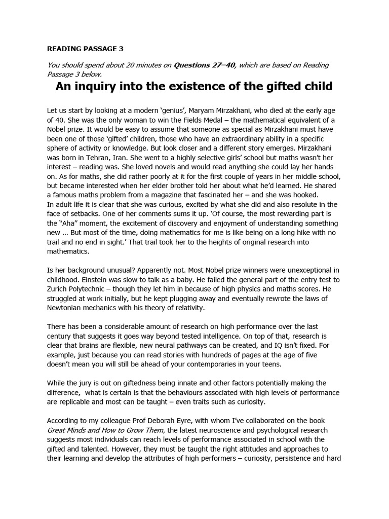 PART 3 - An Inquiry Into The Existence of The Gifted Child | PDF ...