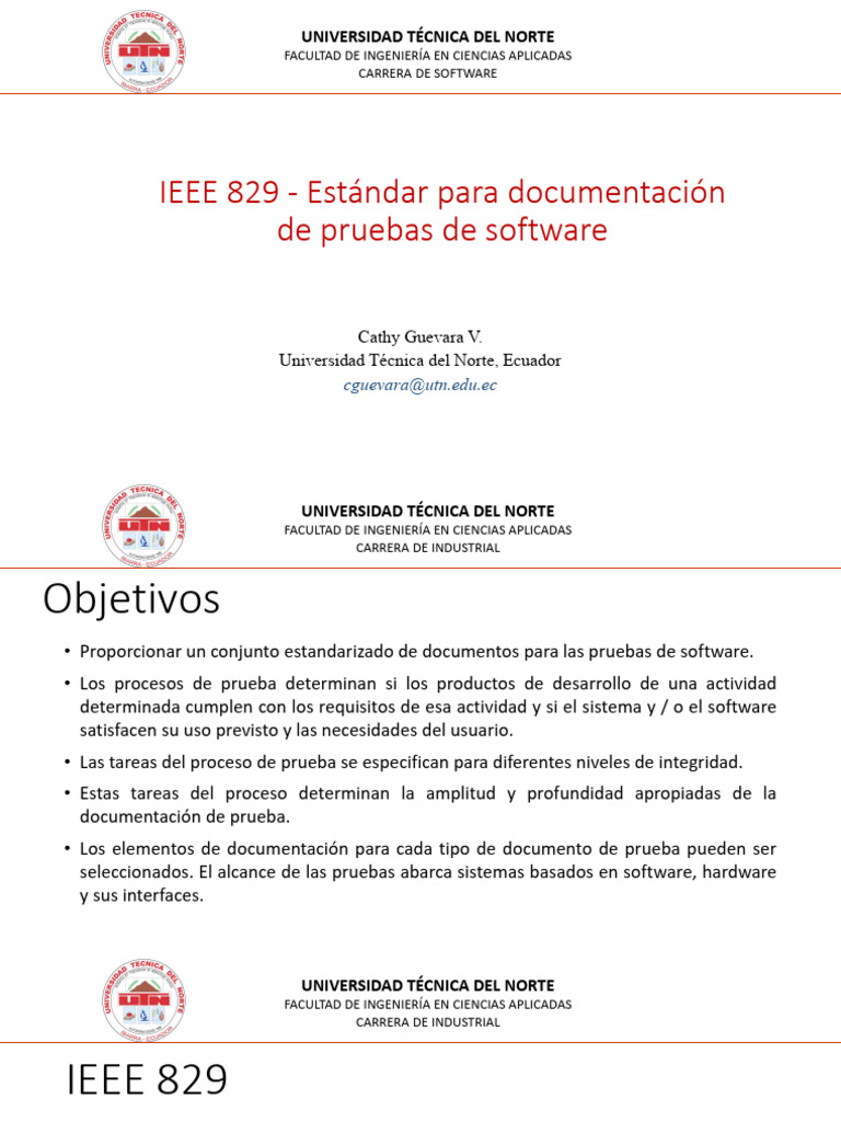 Presentación IEEE-829 (6) | PDF | Software | Pruebas de software