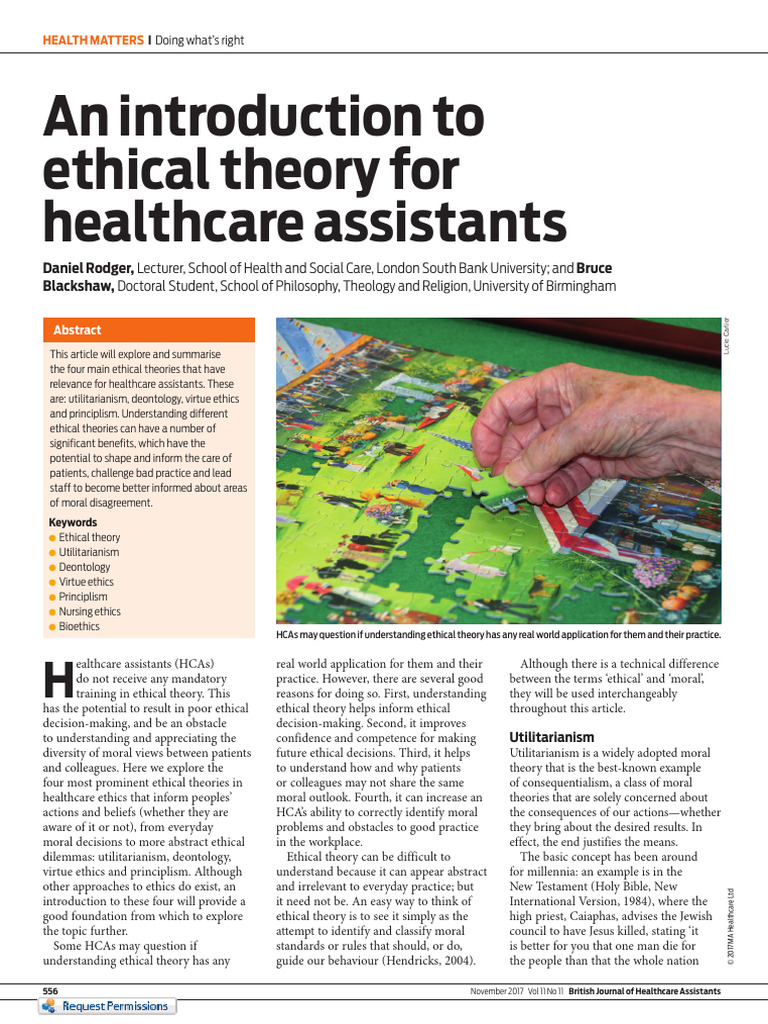 An Introduction To Ethical Theory For Healthcare Assistants | PDF ...
