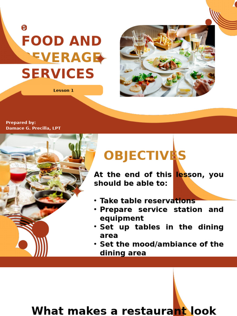 Food and Beverages Lesson 1 | PDF | Restaurants | Foodservice