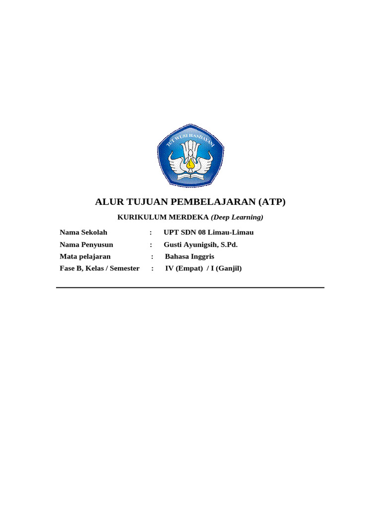 Centralpendidikan.com ATP Bahasa Inggris K-IV (Deep Learning) | PDF
