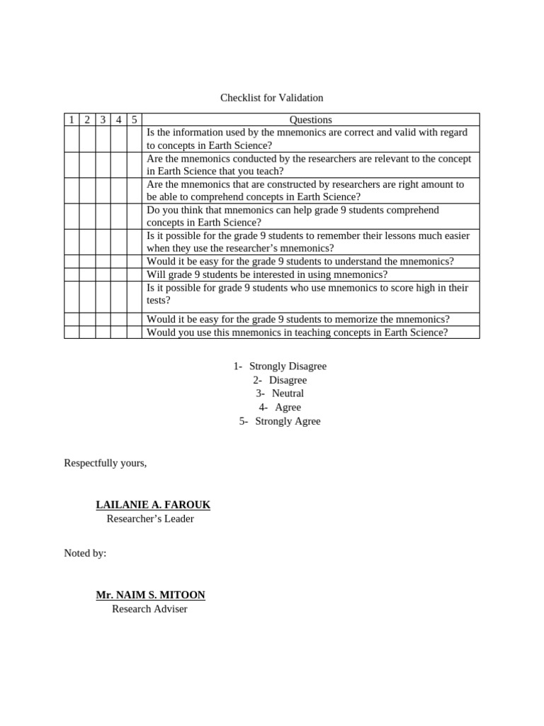 Survey Checklist | PDF