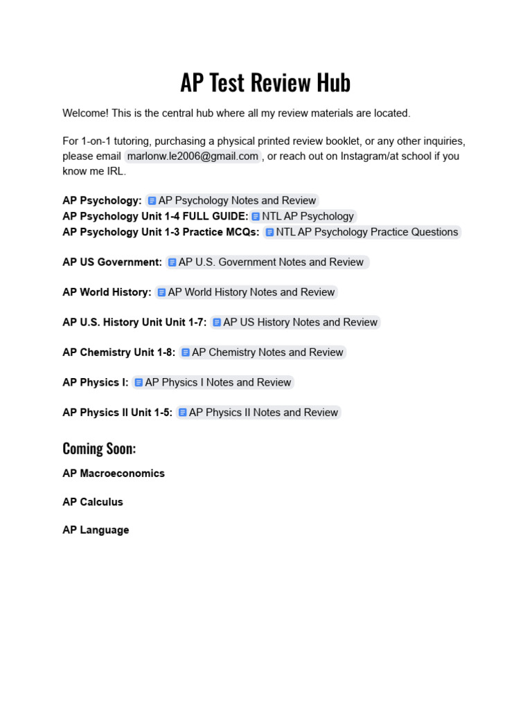 AP Test Review Hub | PDF