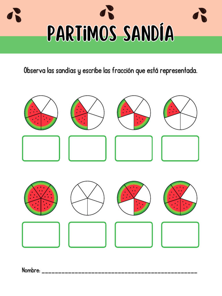 Hoja de Trabajo de Las Fracciones Ilustrado Verde Rojo | PDF