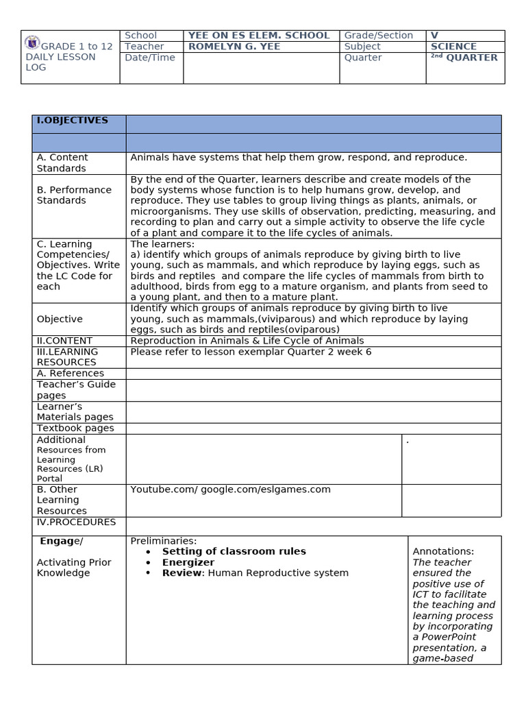 Daily-Learning-Plan V Q2 For Demo Promotion | PDF | Egg | Learning