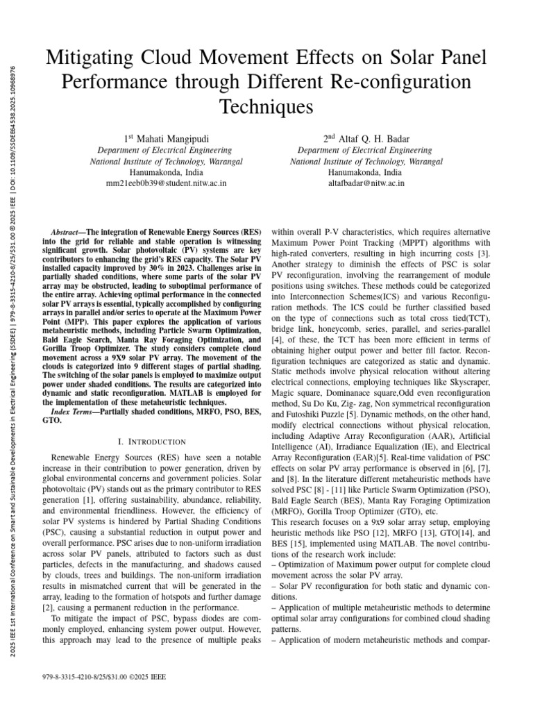 Mitigating Cloud Movement Effects On Solar Panel Performance Through ...