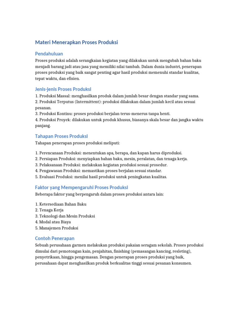 Panduan Proses Produksi Efisien | PDF