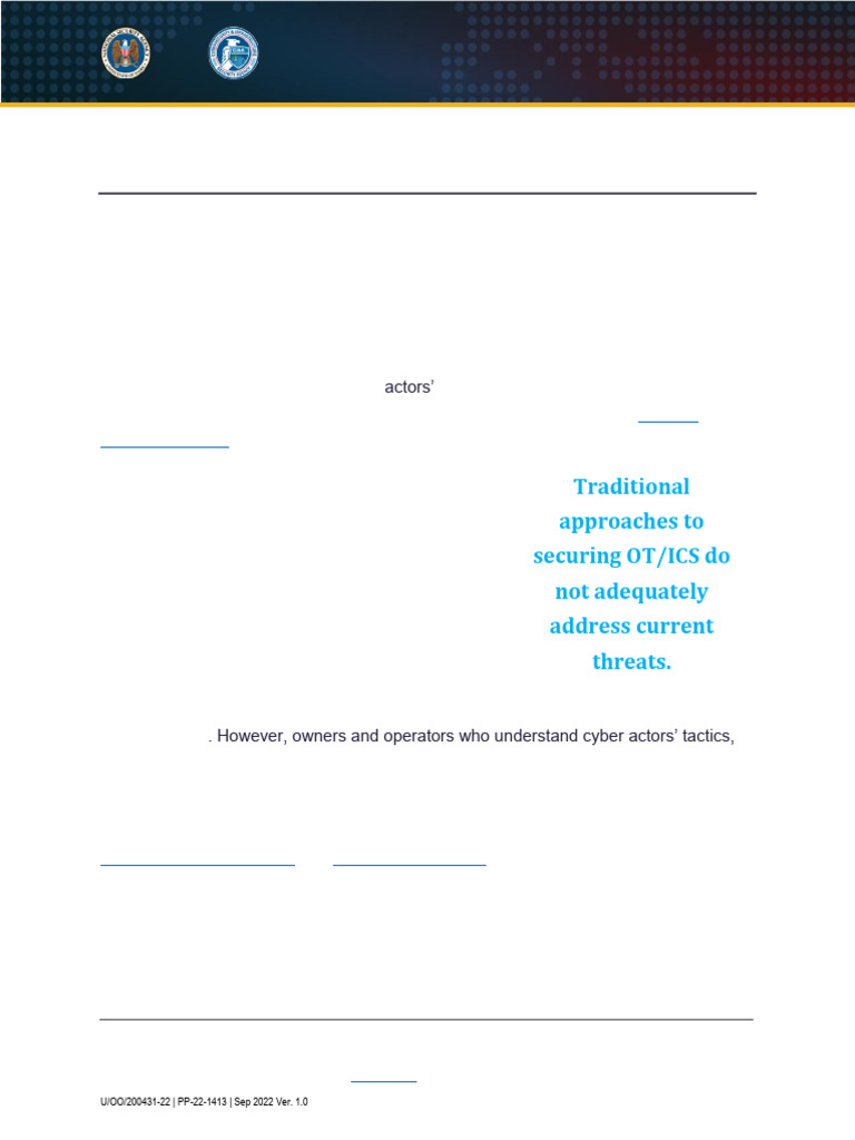 CISA NSA OT ICS Defense Know the Opponent 1687892807 | PDF | Security ...