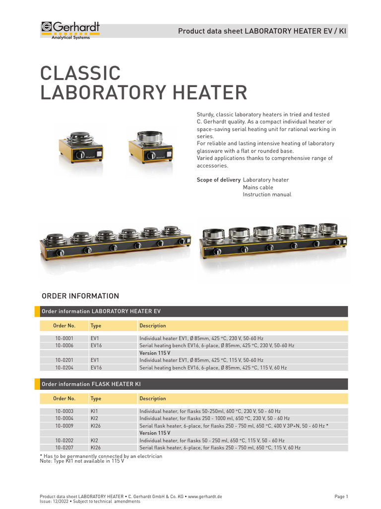 Product Data Heater Ev Ki | PDF