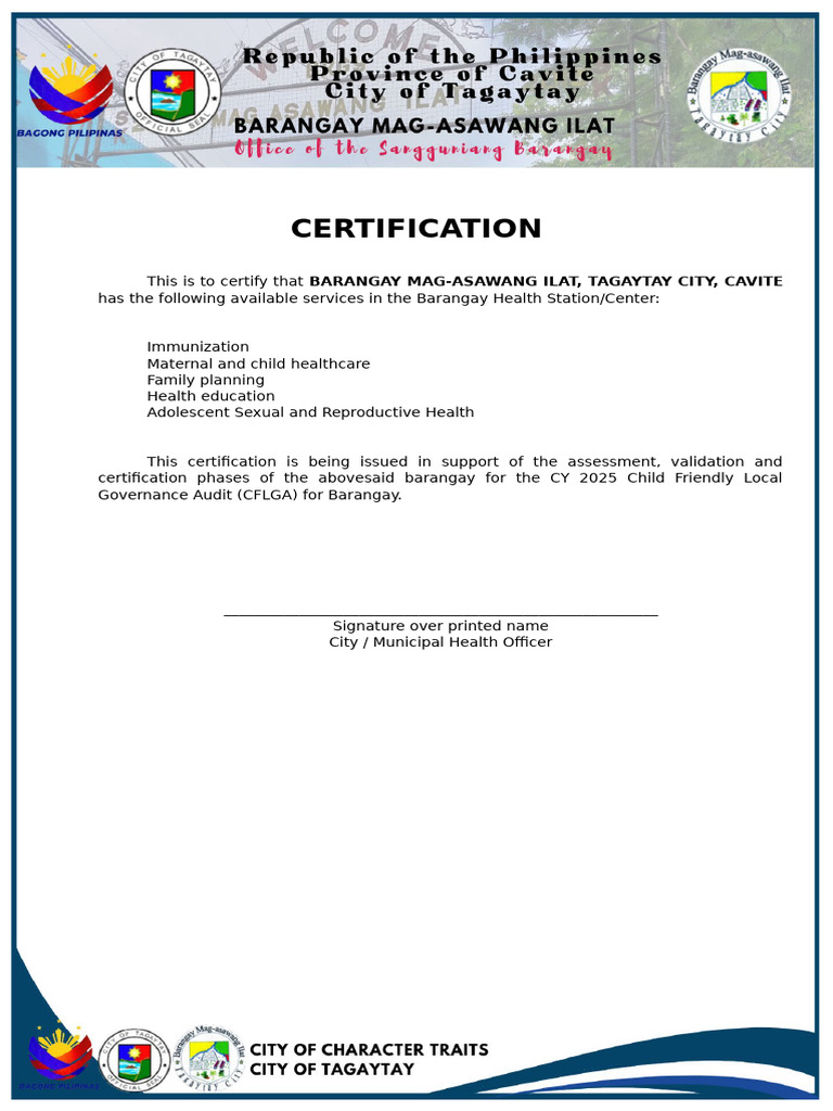 CERTIFICATION of Health Services in Bhs | PDF