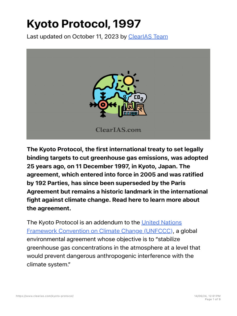 Overview of the Kyoto Protocol 1997 | PDF | Kyoto Protocol | United ...