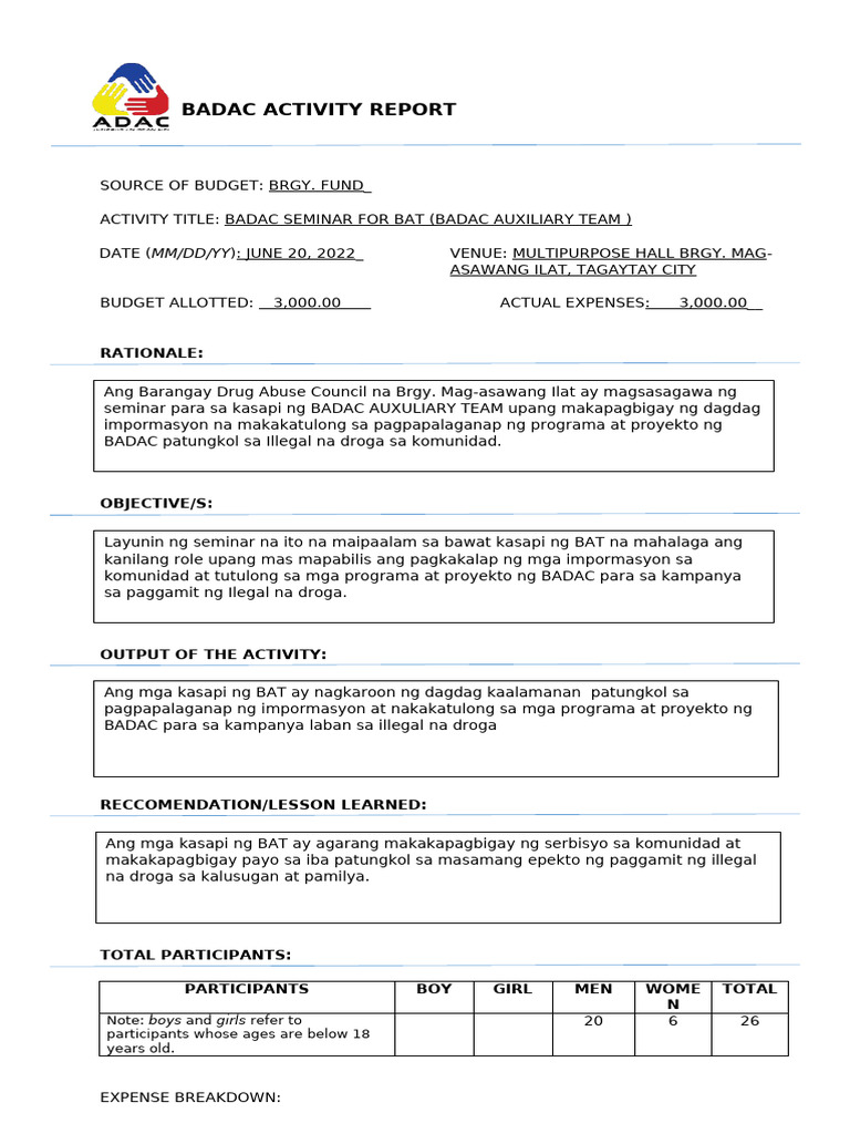 Badac Activity Report June 20 | PDF
