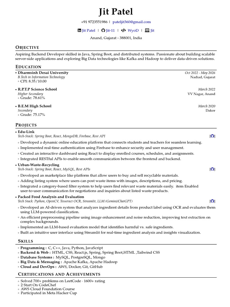 Jit Patel | PDF | My Sql | Big Data