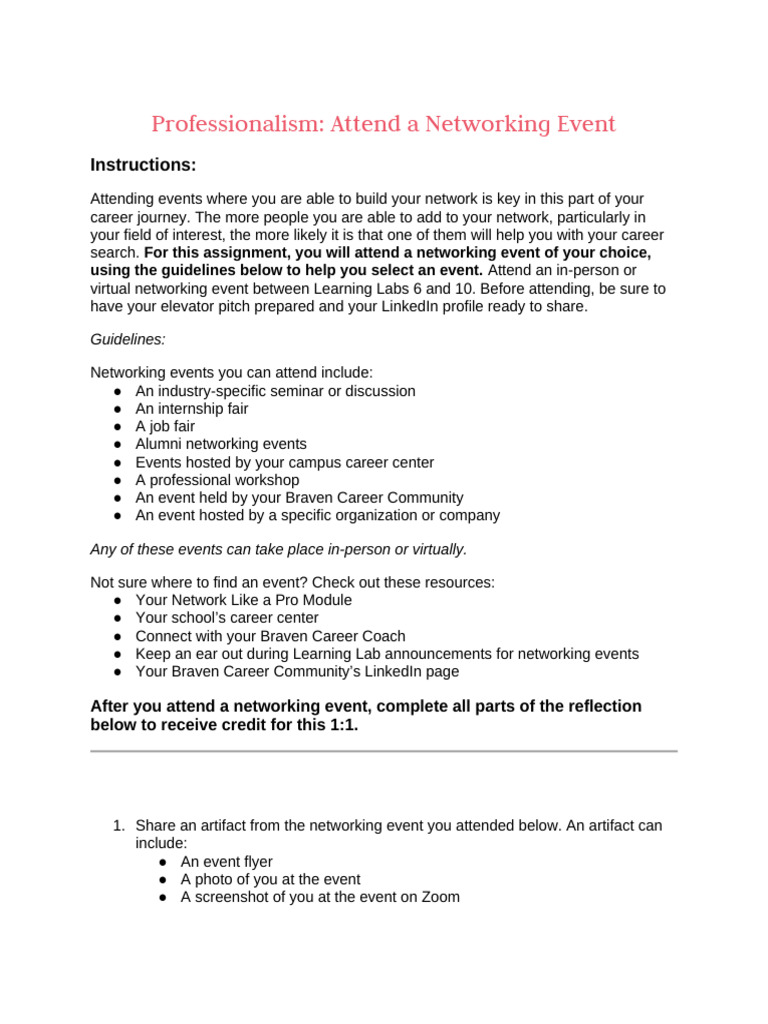 Networking Event Attendance Guide | PDF