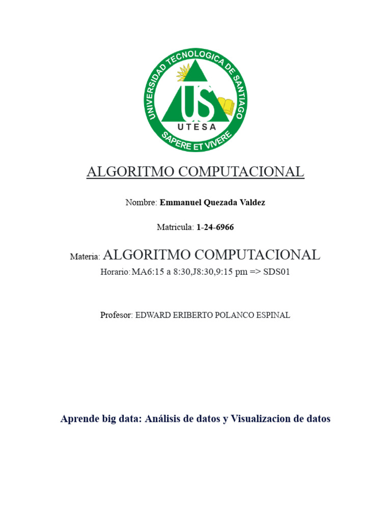 Emmanuel Quezada - Ensayo aprende big data | PDF | Big Data | Datos